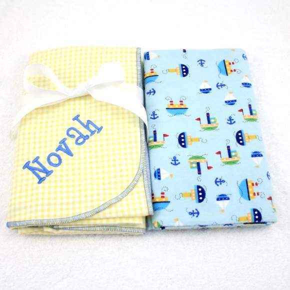 Personalized Flannel Receiving Blankets - Lemonade Couture